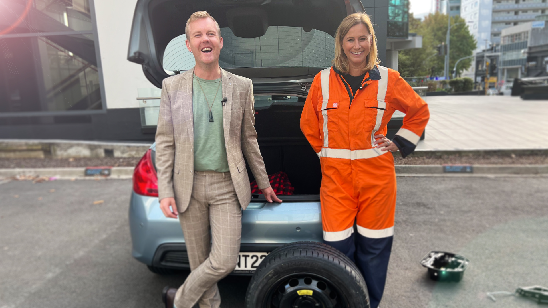 How many TVNZ presenters does it take to change a car tyre?
