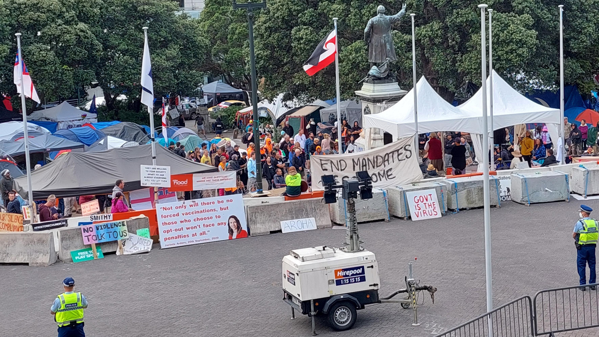 Police destroy protesters' 'human waste contaminated' property