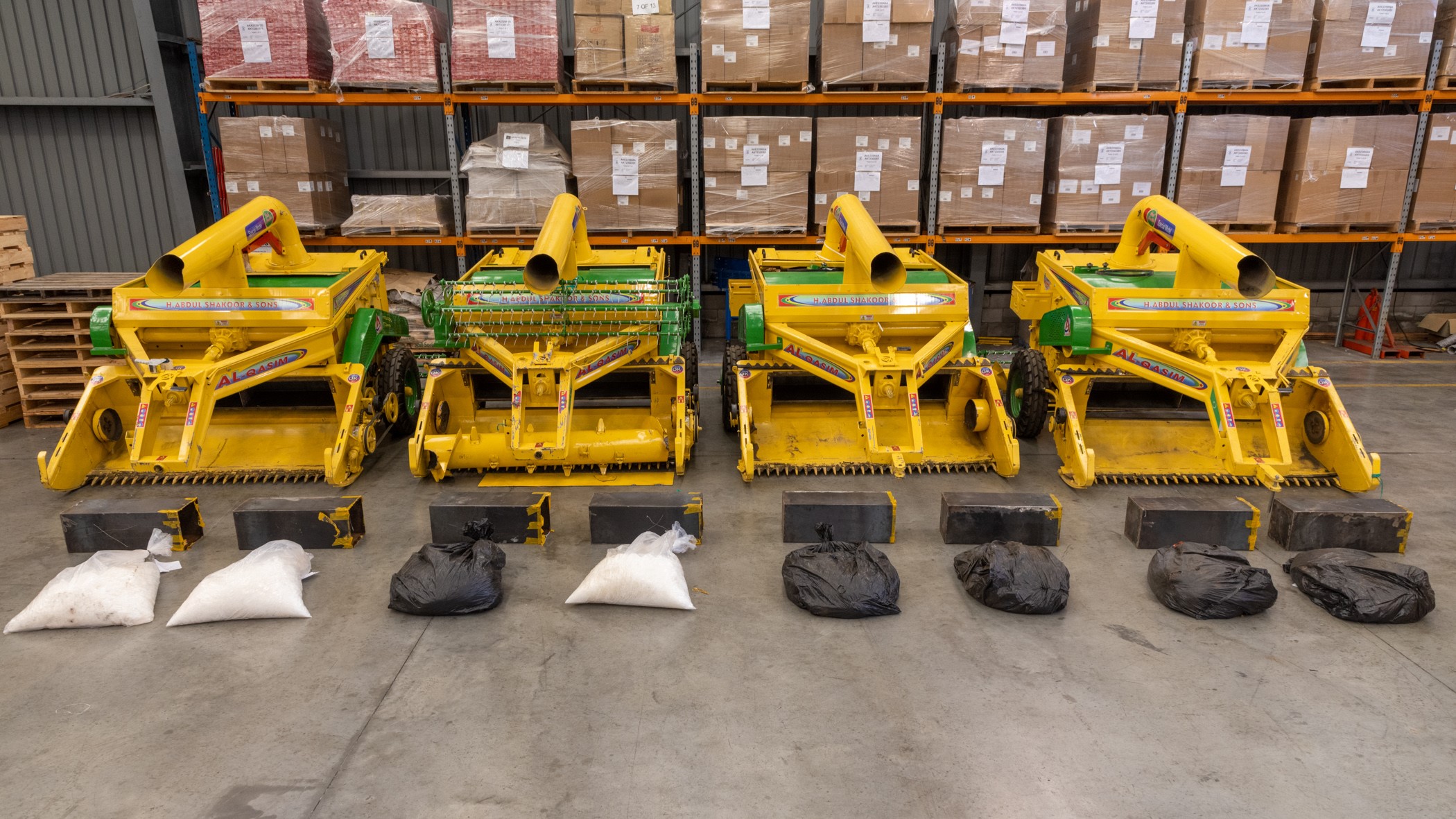 Over $70m of meth busted in wheat thresher machines at border